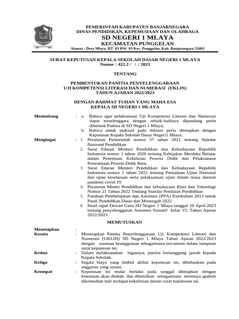 SK Panitia UKLIN | PDF