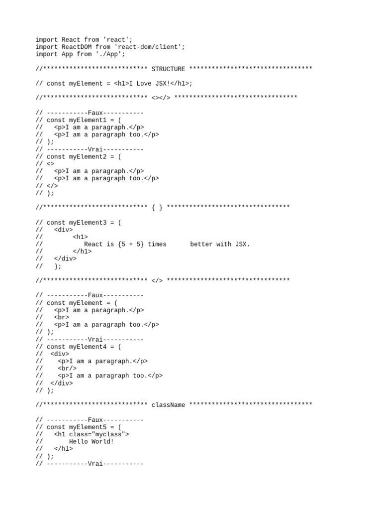 JSX Cheat Sheet | PDF