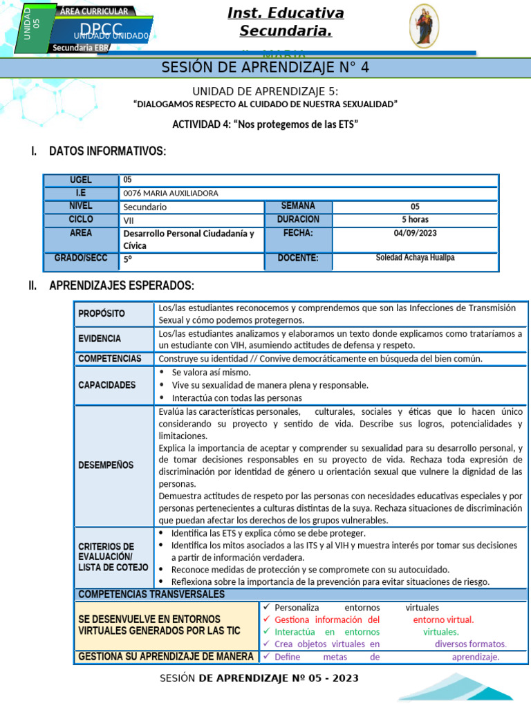 5º DPCC- SES 5 UNI 4 - SEM 04 | PDF