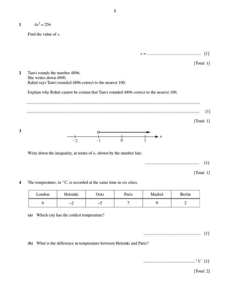 Grade 7 - Mathematics - MidTerm - Practise Test 1 | PDF