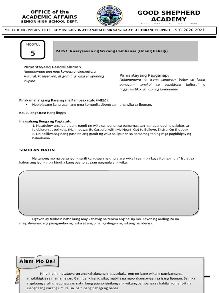 MODULE (WEEK 5) - TEORYA | PDF