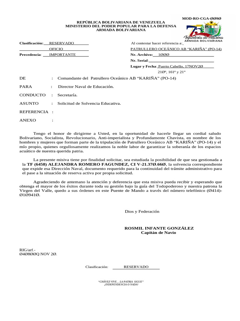 Oficio Solicitud de Solvencias | PDF