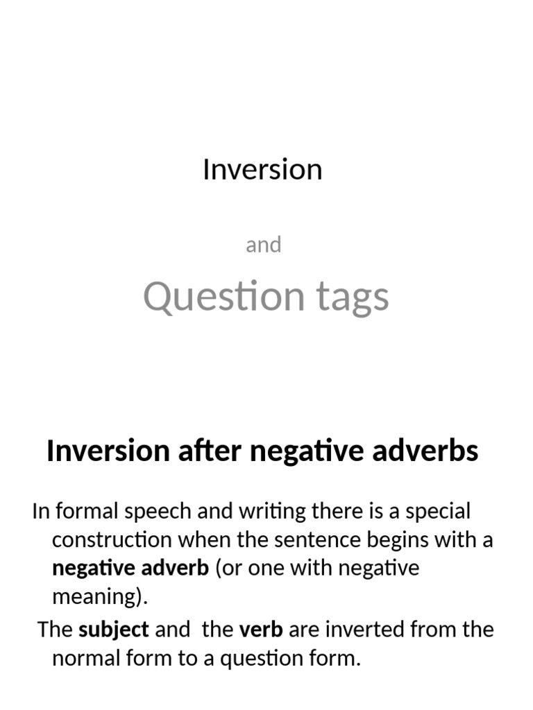 Inversion and Question Tags | PDF
