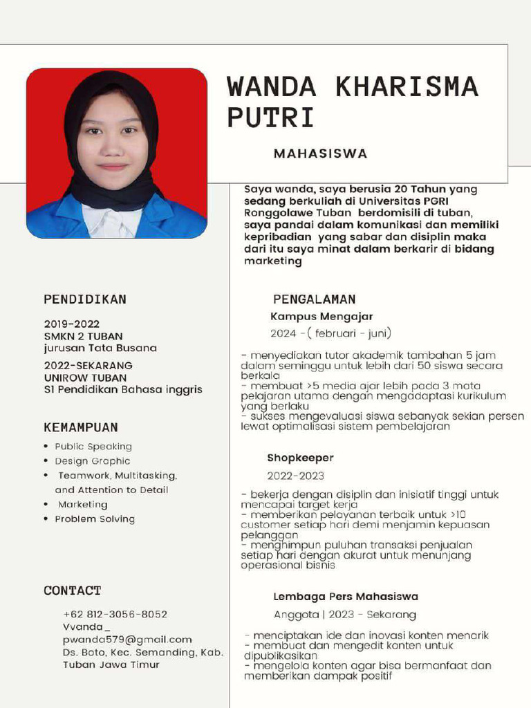CV Wanda Kharisma Putri | PDF