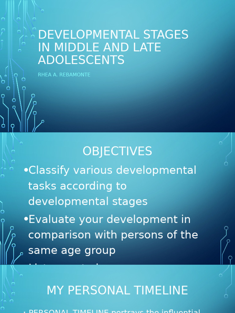 PERDEV Developmental Stages in Middle and Late Adolescents | PDF