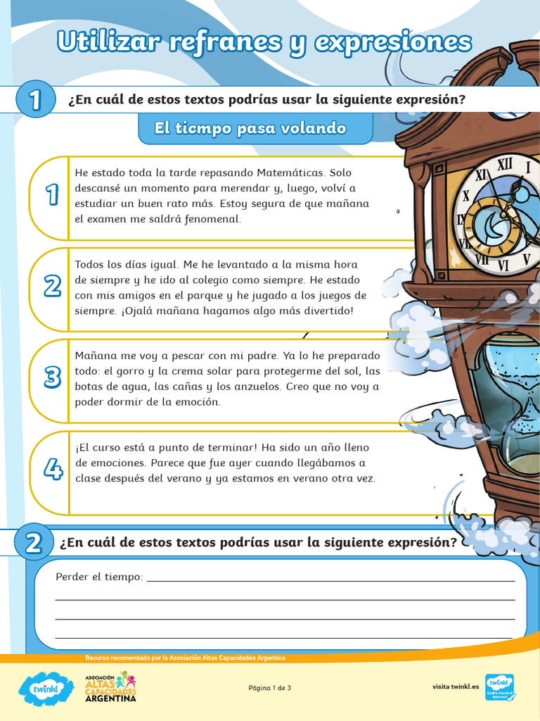 Ficha de Actividad Utilizar Refranes y Expresiones Ampliacion Curricular Lengua Castellana 4 | PDF