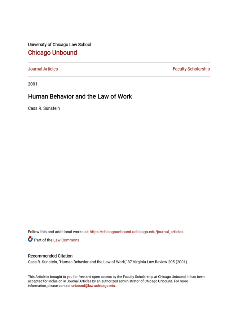 Human Behavior and The Law of Work | PDF