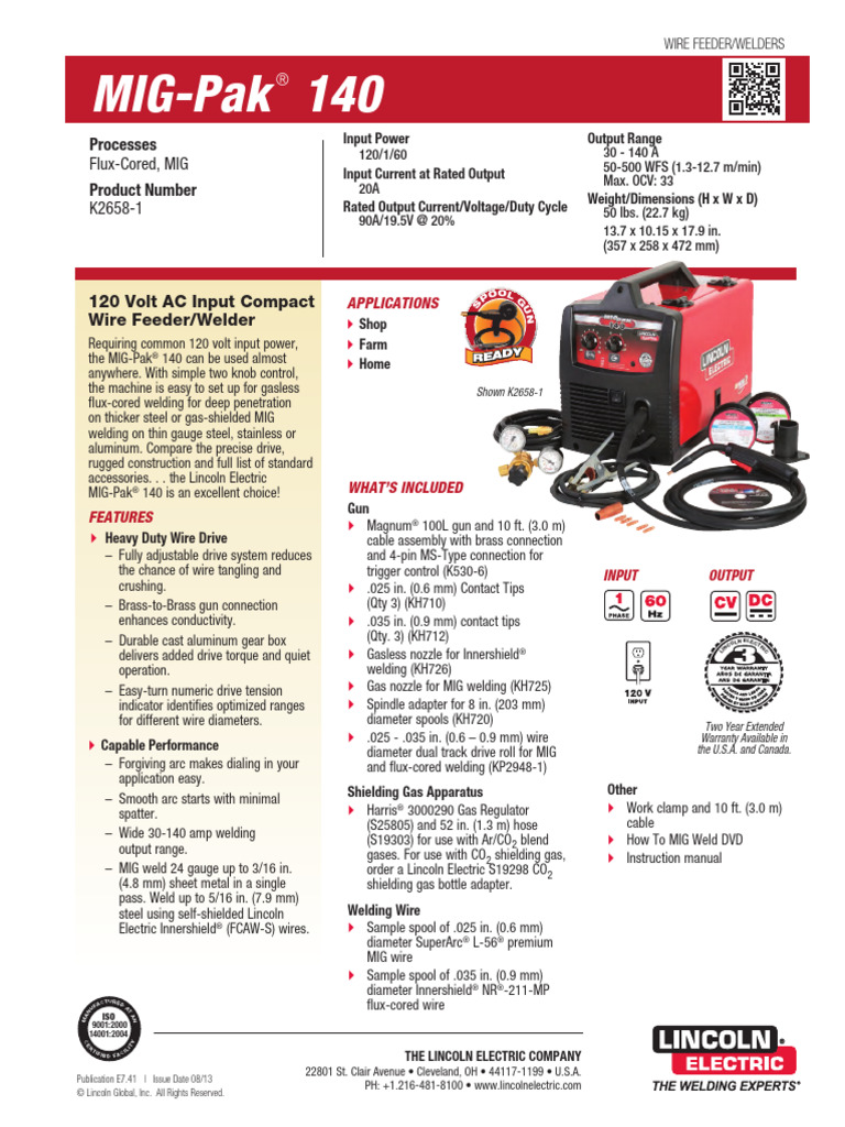 MIG-Pak 140: Flux-Cored, MIG K2658-1 | PDF