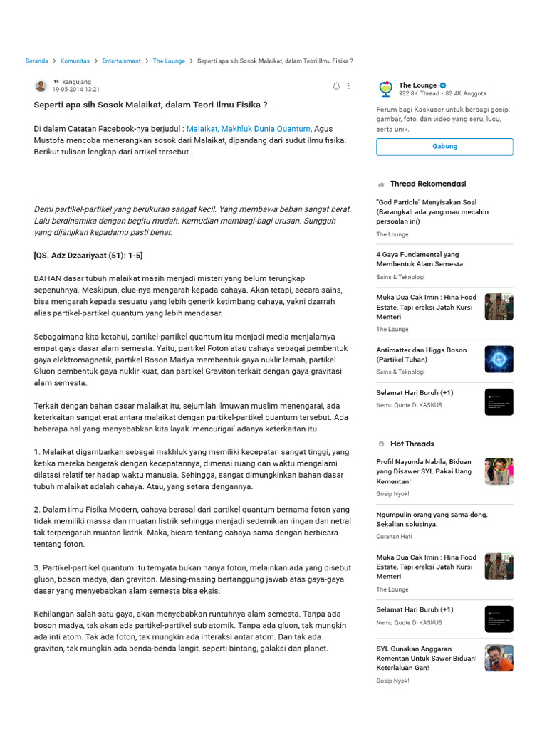 Seperti Apa Sih Sosok Malaikat, Dalam Teori Ilmu Fisika - KASKUS | PDF