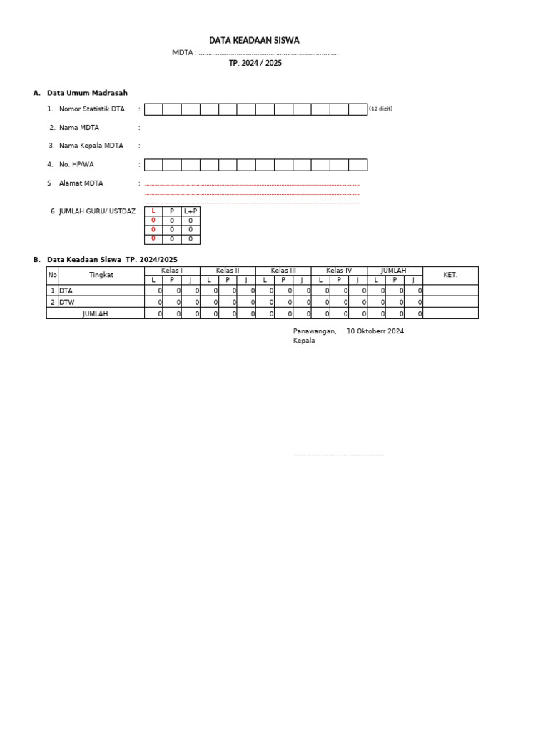 Untuk Dta (Data Siswa Kelas 1-4) | PDF