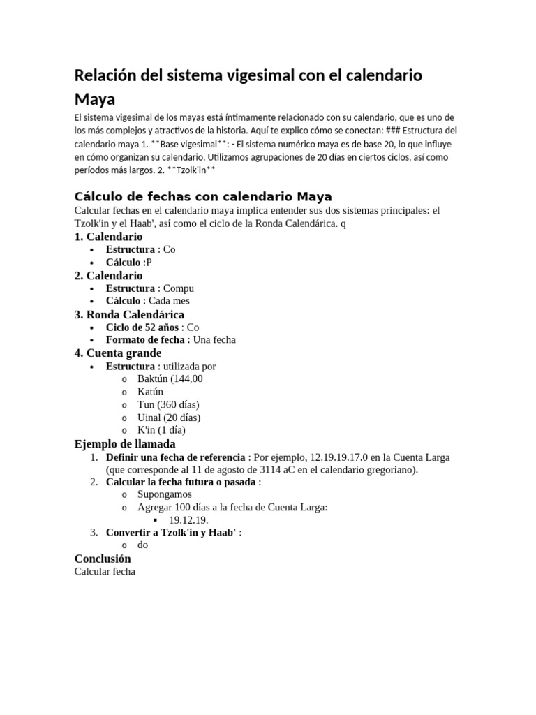 Relación Del Sistema Vigesimal Con El Calendario Maya | PDF
