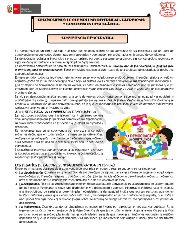 Ficha N 29 Convivencia Democrática | PDF