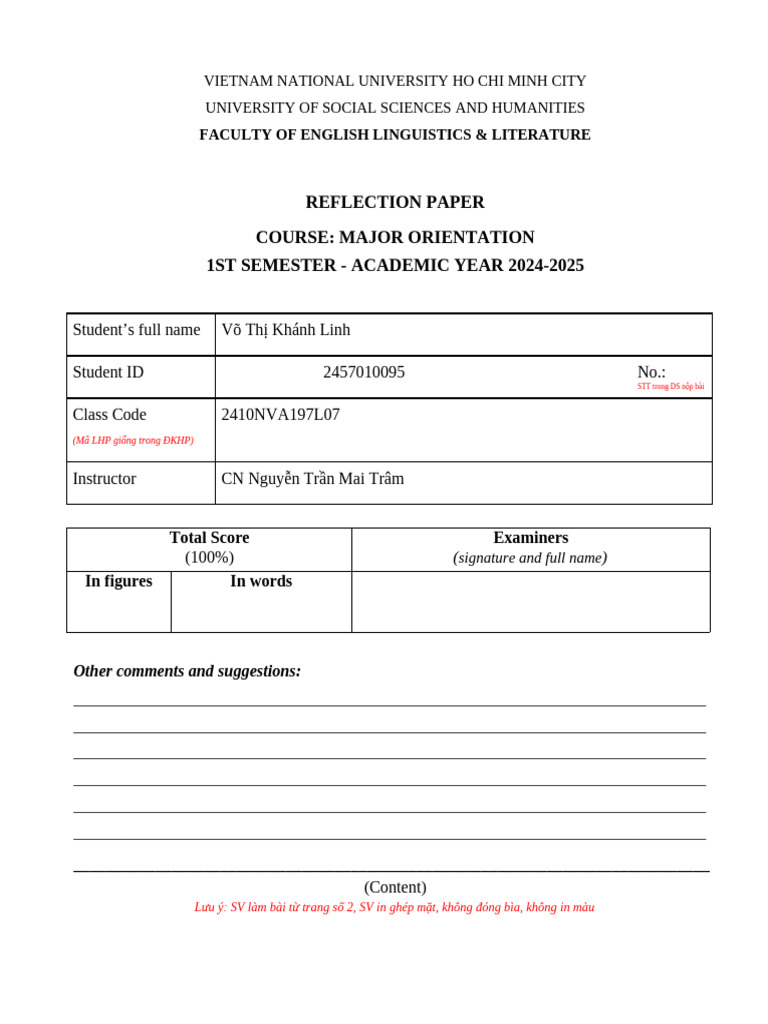 (Final) BM TIEU LUAN MAJOR ORIENTATION | PDF