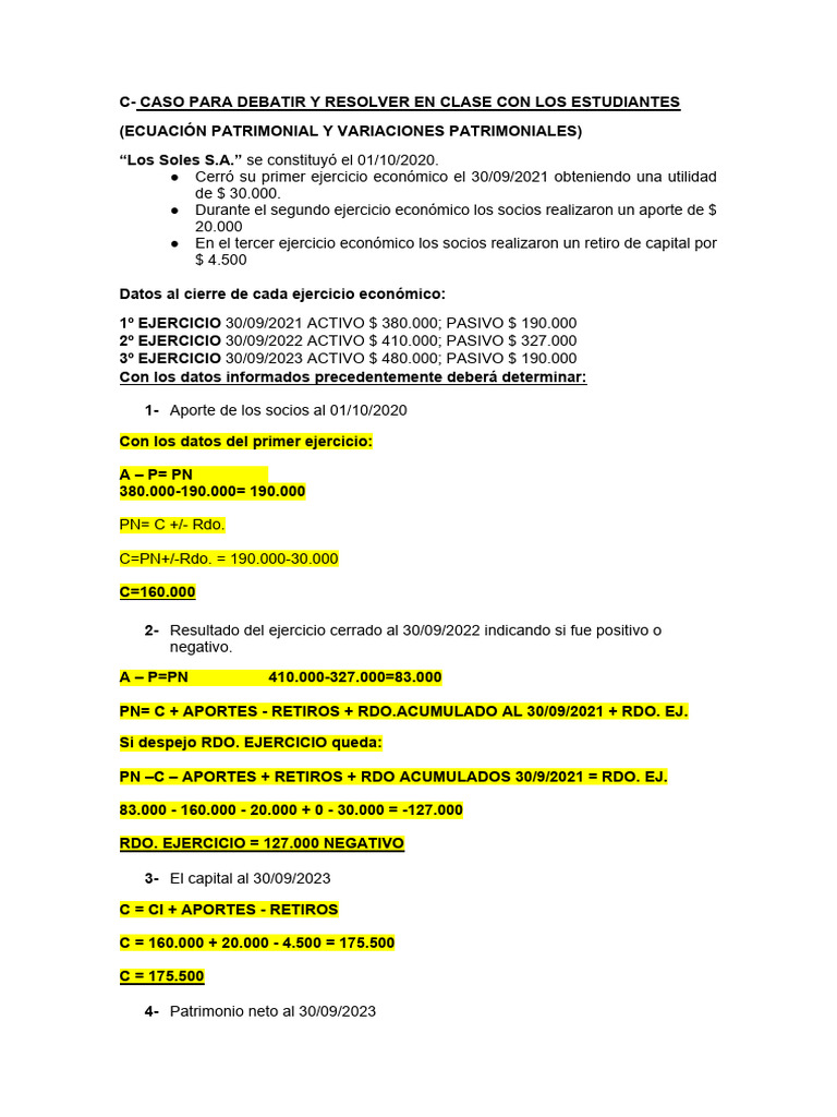 Solución TP N. 2. Pto C). (Ecuación Patrimonial) | PDF