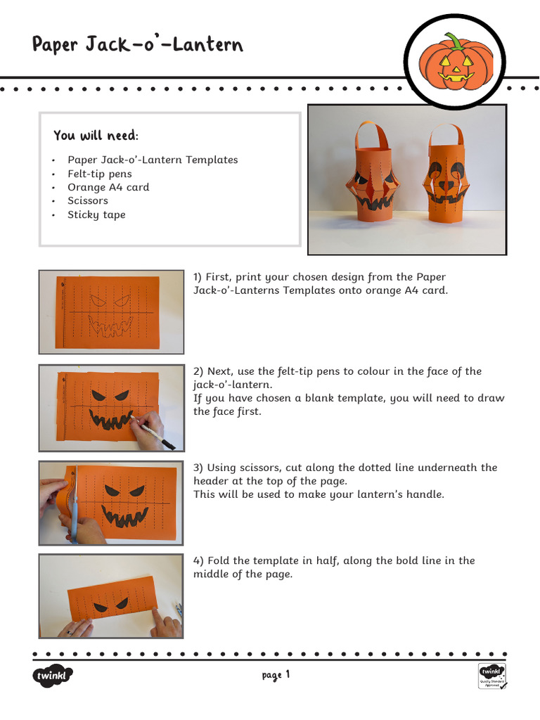 Paper Jack-O'-Lantern Instructions | PDF