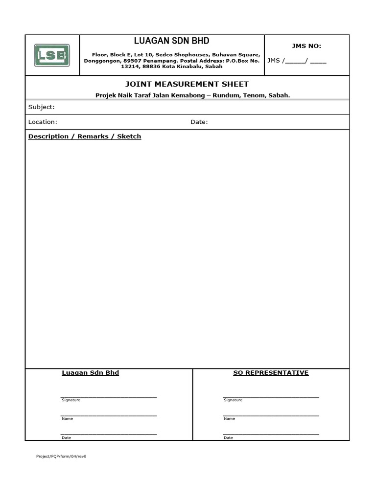 04 - Joint Measurement Form | PDF