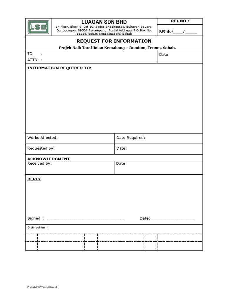 07 - Req. for Info Form | PDF
