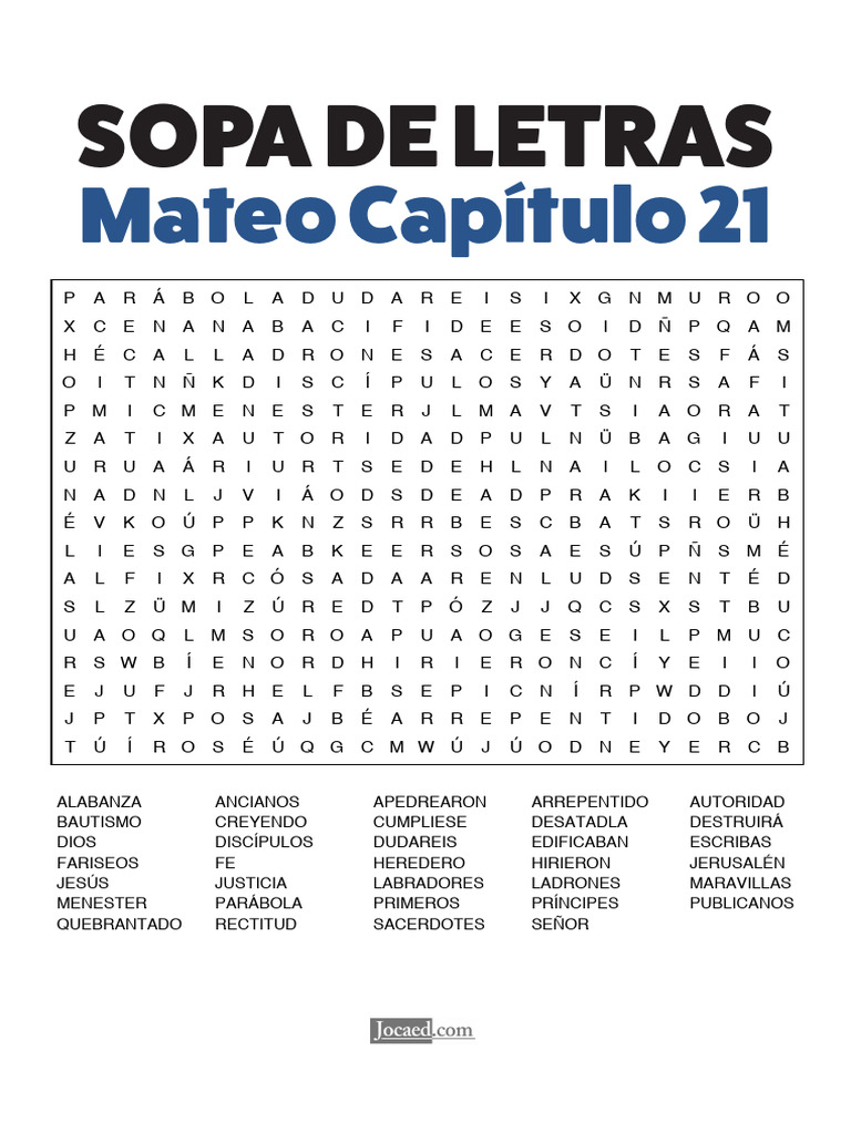 Mateo 21 Sopa de Letras | PDF