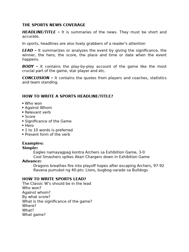 Sports Writing | PDF