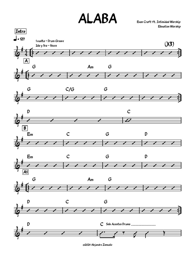 ALABA - Evan Craft Ft. Intimidad Worship - Elevation Worship | PDF