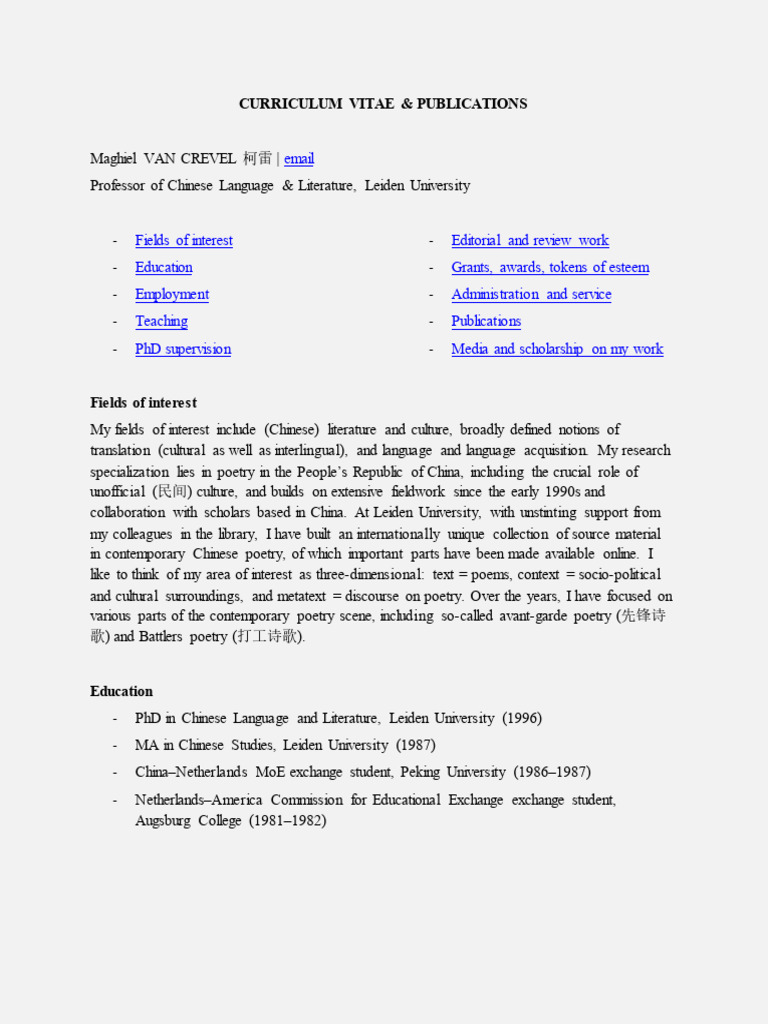 Maghiel Van Crevel - CV Publications | PDF