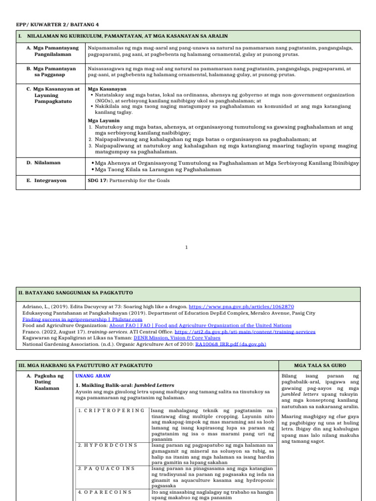 Epp 4 - Q2 - Week 2 | PDF | Agriculture