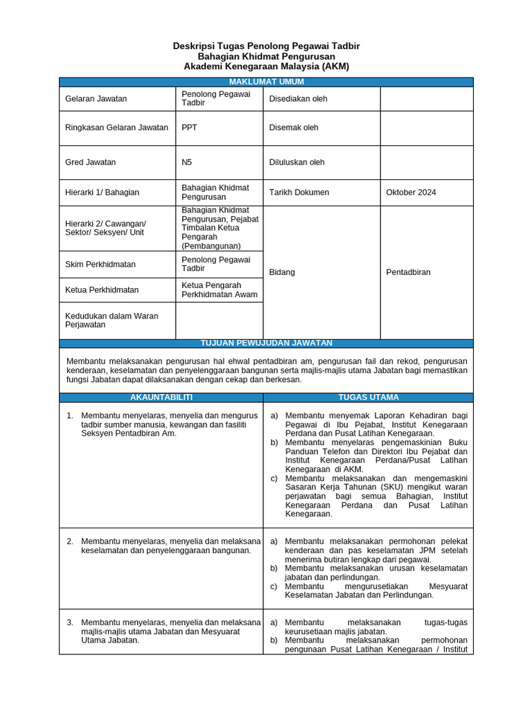 JD Spa - n5 Penolong Pegawai Tadbir 1 | PDF