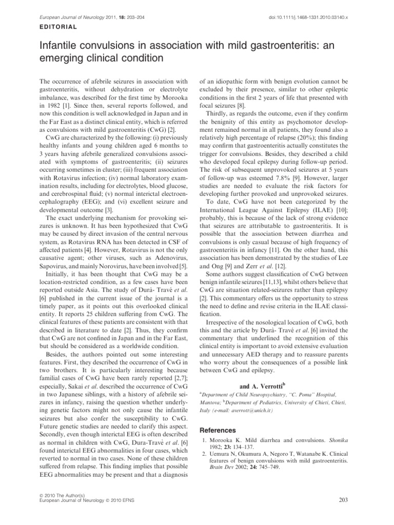 Infantile Convulsions in Association With Mild Gastroenteritis: An ...