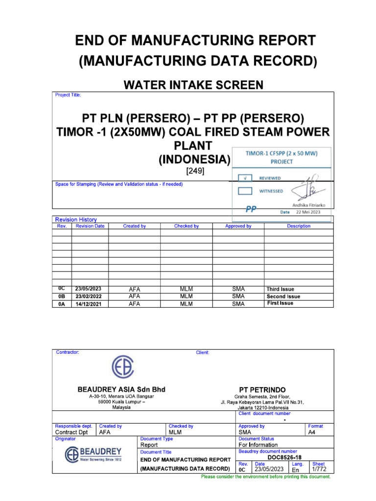 Doc8526-18 End of Manufacturing Report Rev. C - With Stamp Review PP | PDF
