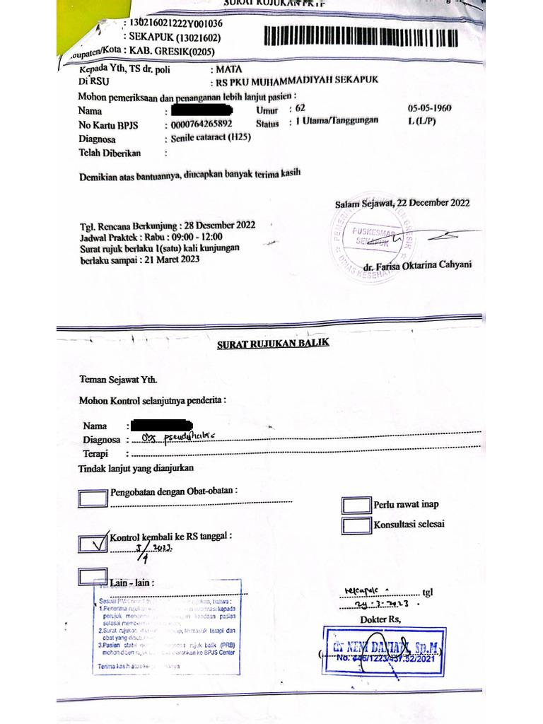 Contoh Surat Rujuk Balik Dari RS | PDF