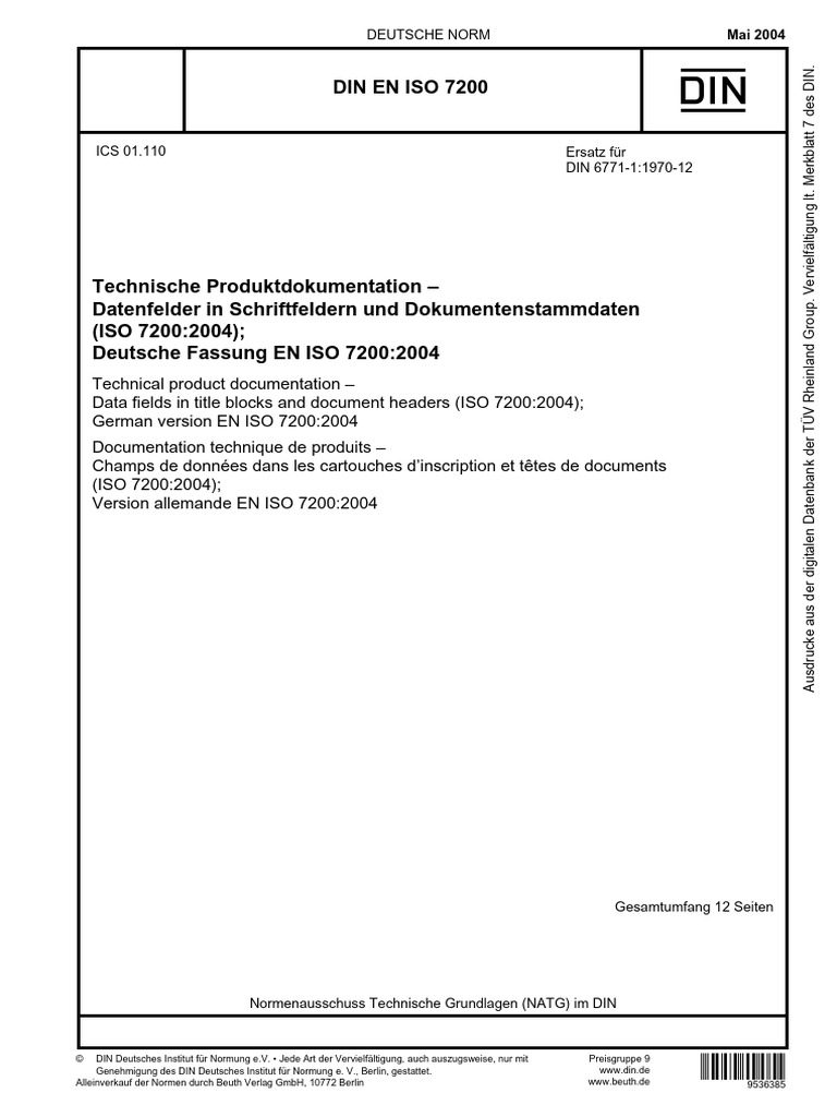 7200 - DIN EN ISO - 05.2004 - Technische Produktdokumentation ...
