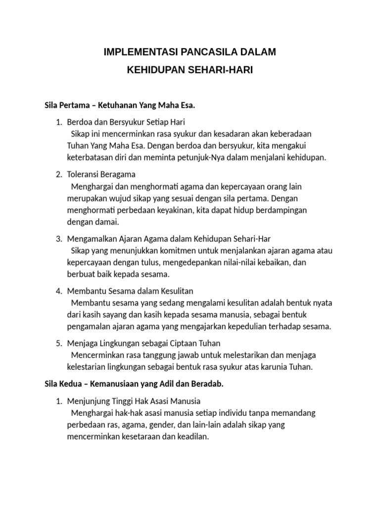 Implementasi Pancasila | PDF