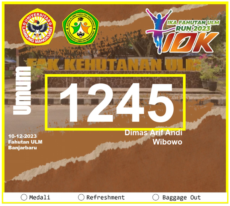 Bib Peserta Atas Nama Dimas Arif Andi Wibowo | PDF