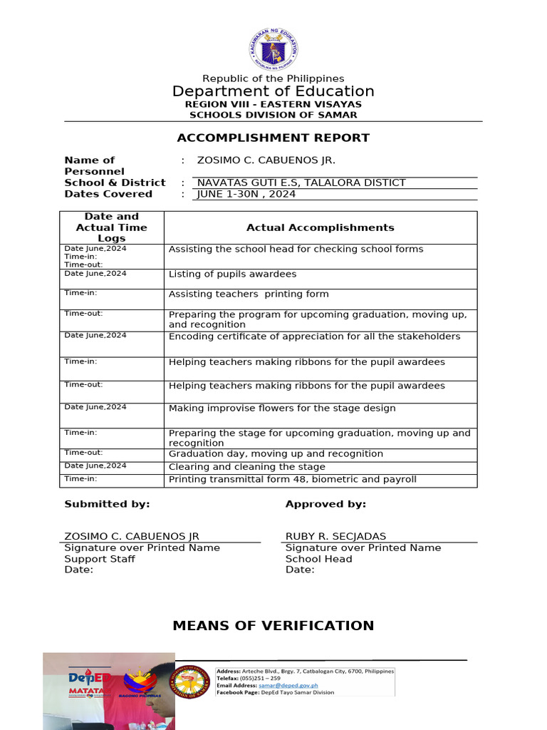 Accomplishment Report For COS Template 1 | PDF