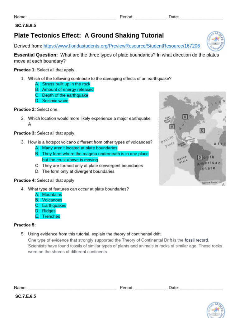 Floridastudents - SC.7.E.6.5 PlateTectonics EffectA Ground Shaking 1 2 ...