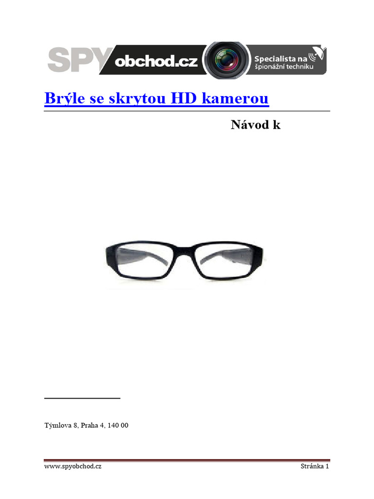 Bryle Se Skrytou HD Kamerou - Uzivatelsky Manual | PDF