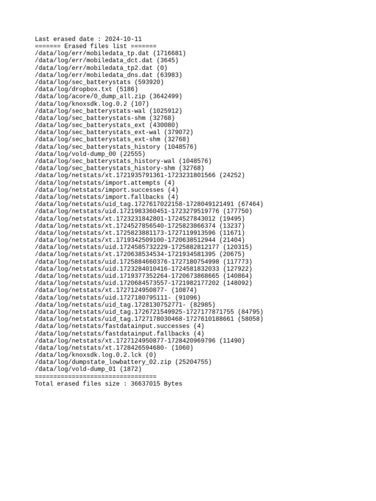 Erased Log Files Summary 2024 | PDF