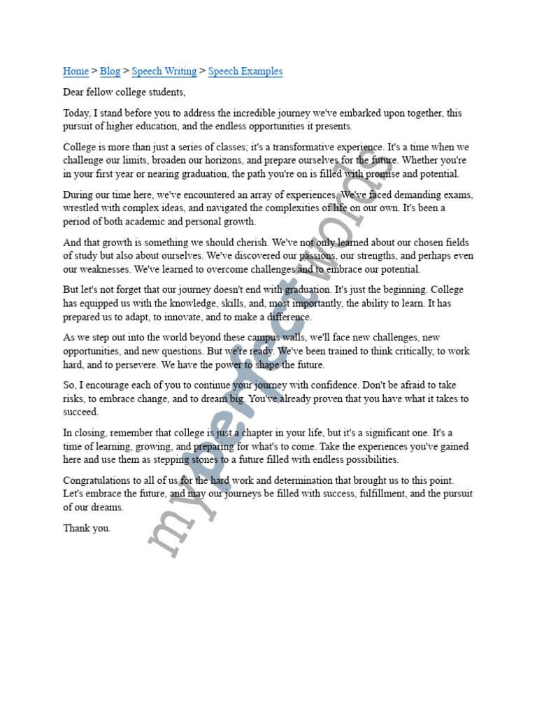 Speech Examples for College Students PDF | PDF