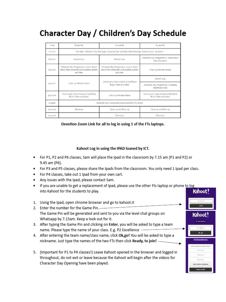 2024 Character Day morning log in setup | PDF