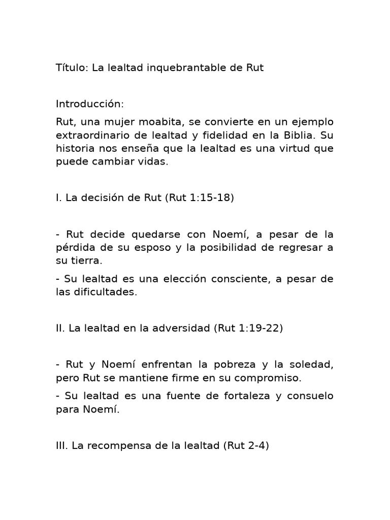 Mensaje La Lealtad Inquebrantable de RUT | PDF
