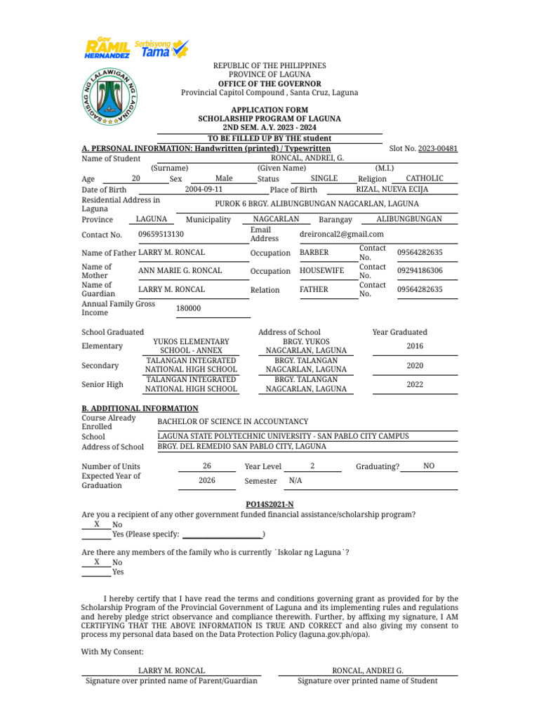 Application Form 2nd Sem | PDF