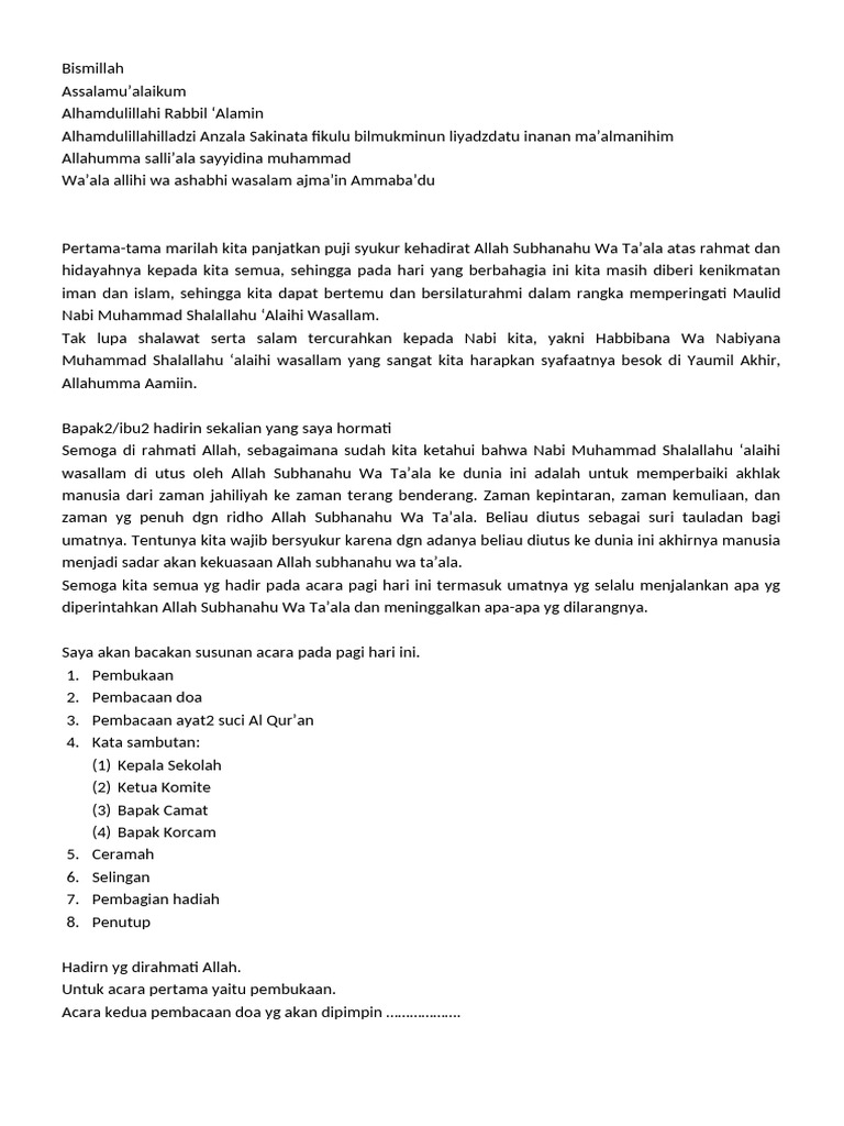 Sel SUSUNAN ACARA MAULID | PDF