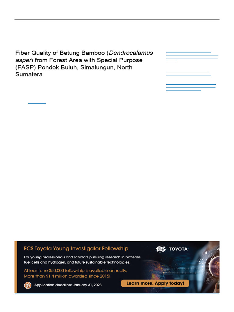 Fiber Quality of Betung Bamboo Dendrocalamus Asper | PDF | Paper | Bamboo