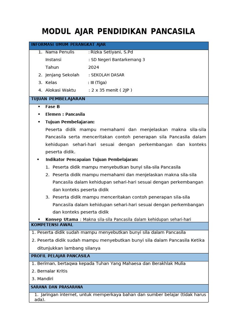 Modul Ajar KLS 3 | PDF