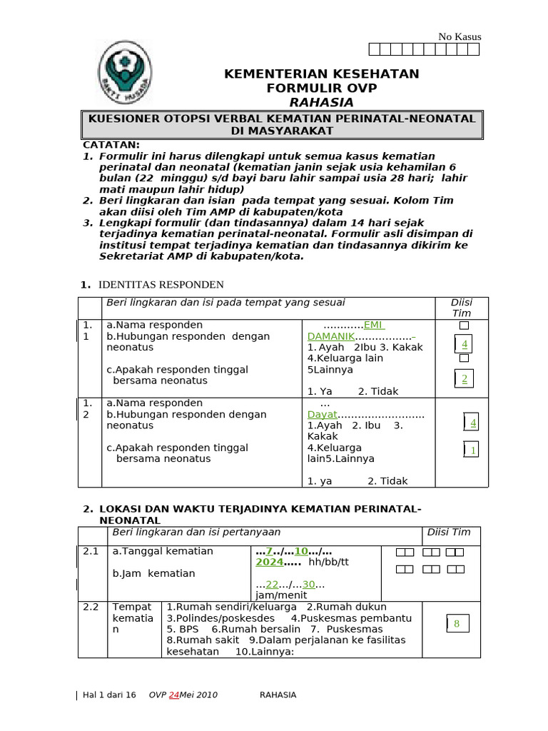 Formulir Ovp Bayi | PDF