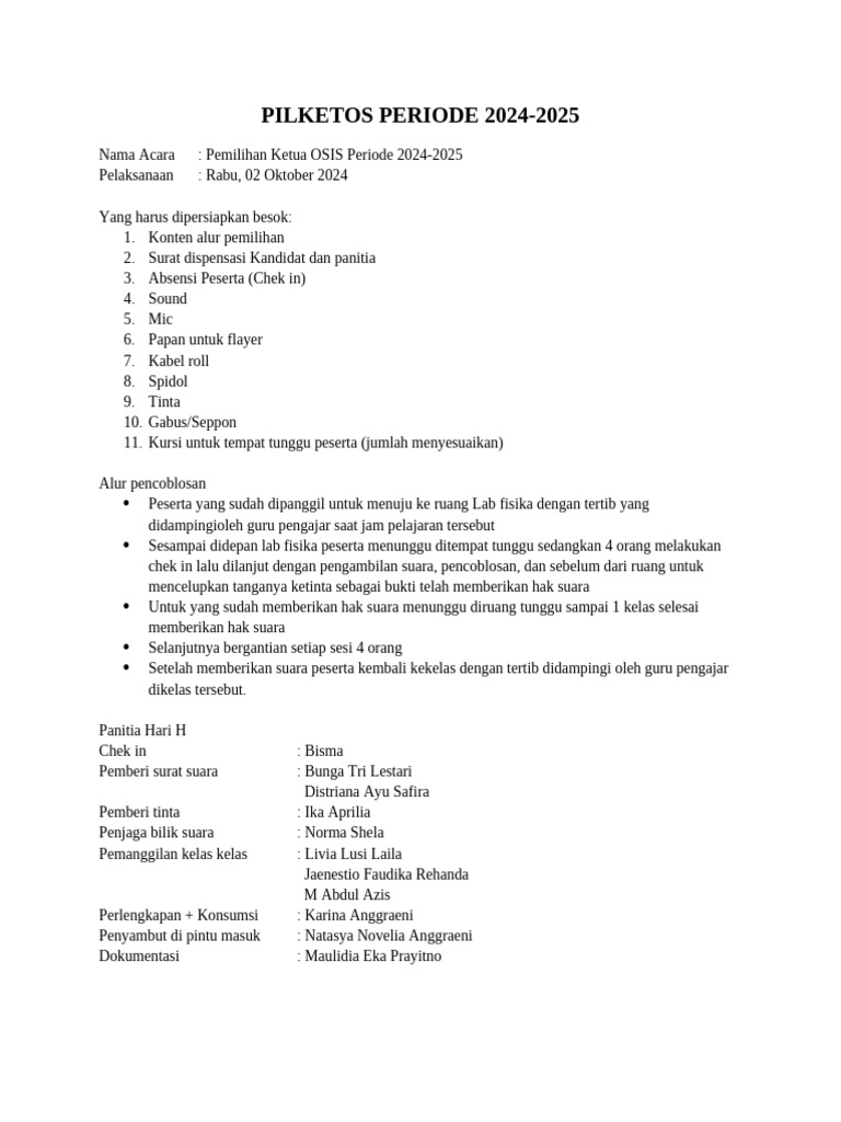 Pilketos Periode 2024 | PDF