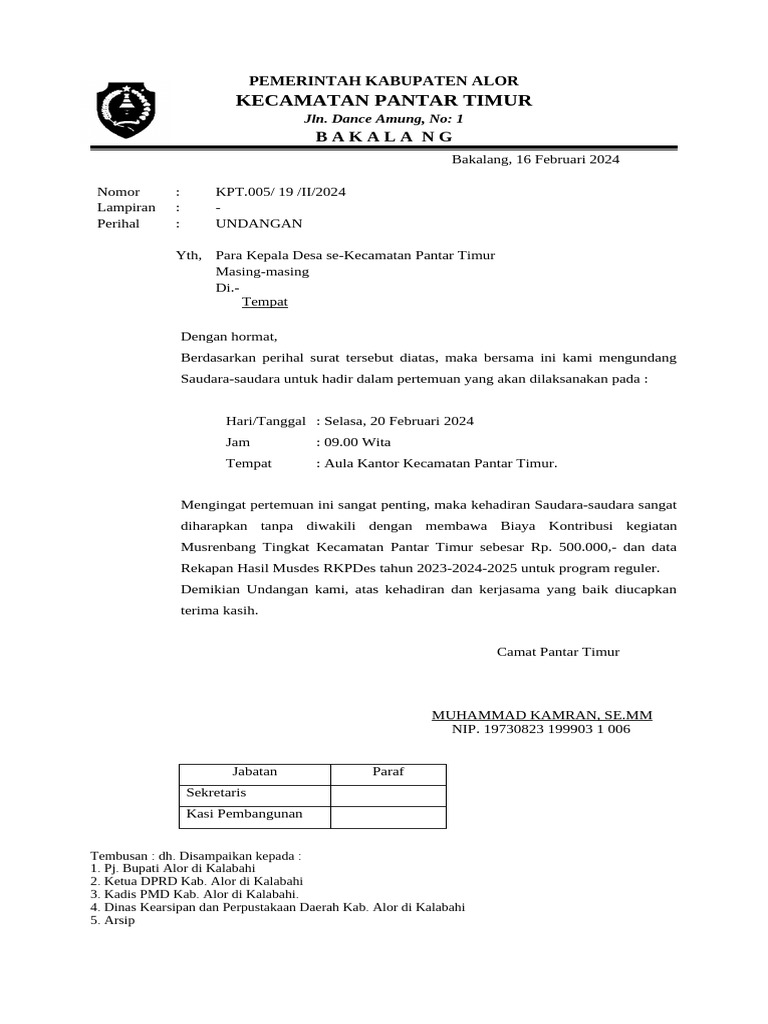 Contoh UNDANGAN MUSRENBANG | PDF