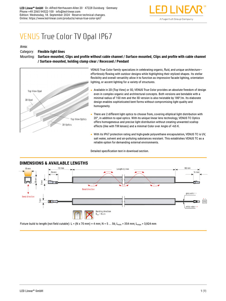 VENUS True Color Family IP67-VENUS True Color TV Opal IP67!18!09-24 | PDF