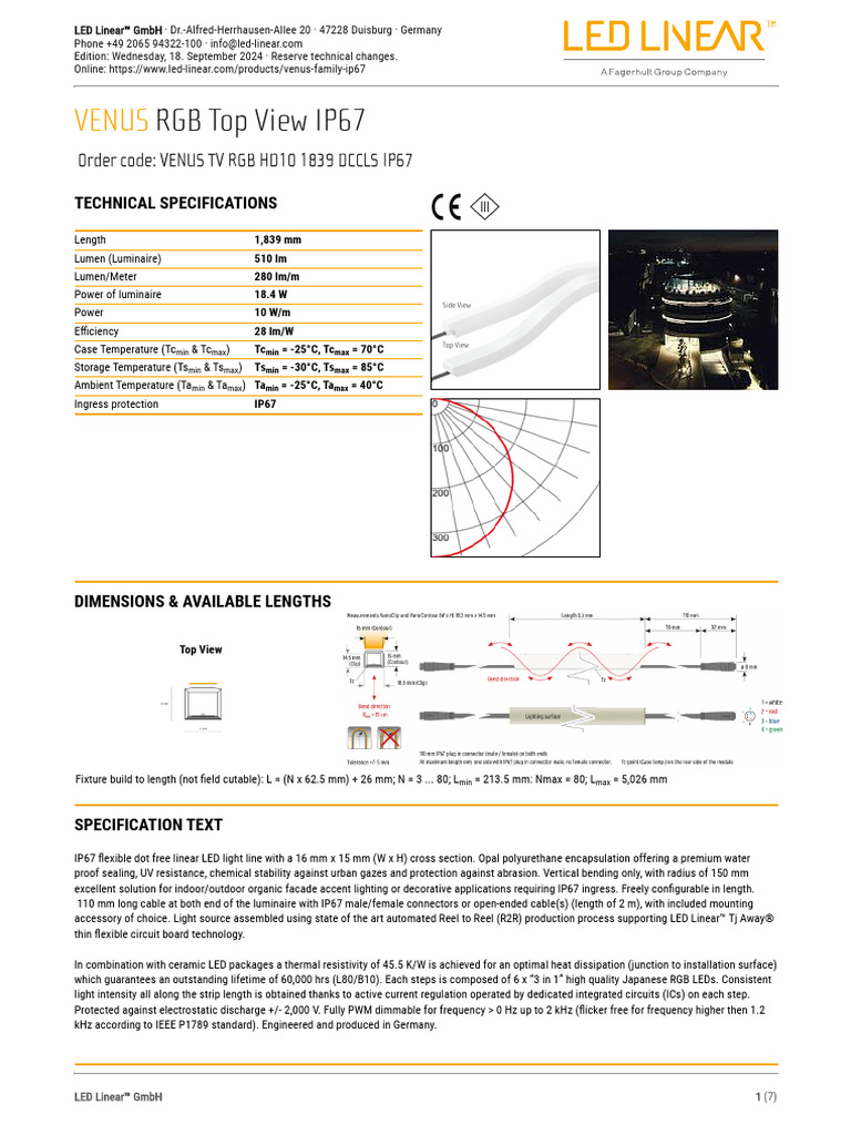 Venus TV RGB Hd10 1839 Dccls Ip67 | PDF
