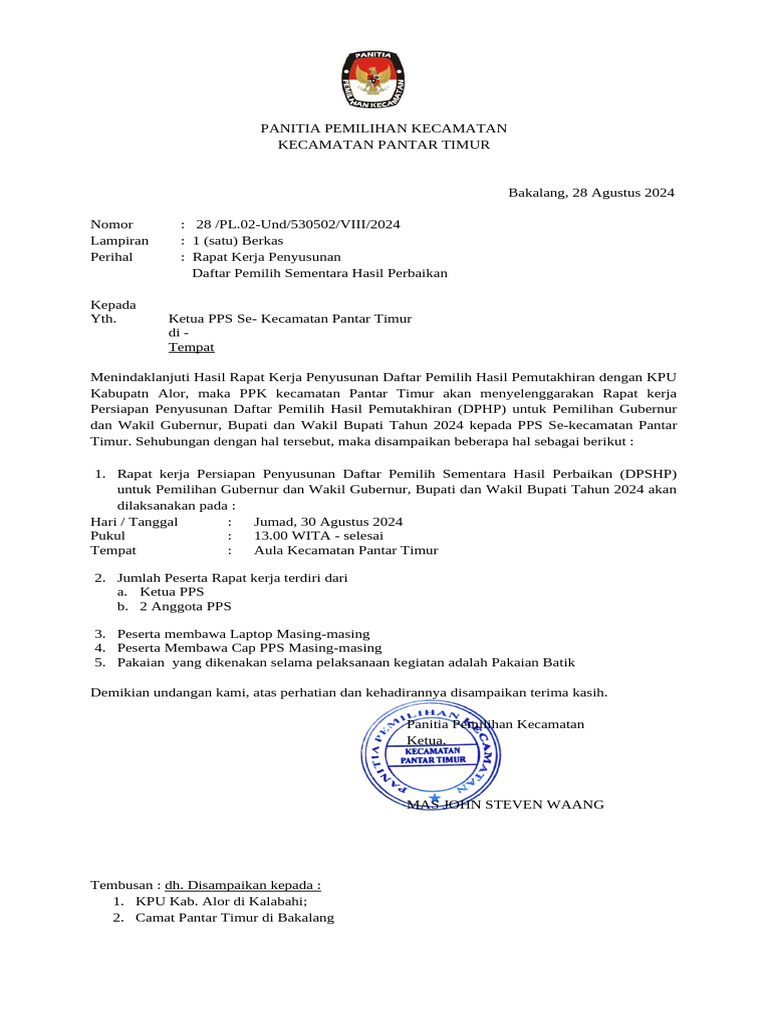 Contoh Undangan RAPAT PENYUSUNAN DPSHP | PDF